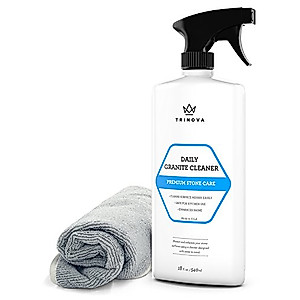 TriNova Granite Cleaner and Polish for Daily Use - Enhances Shine and goes on Streakless - for Countertops, Marble, Stone, Bathroom Tile Kitchen, Islands and More