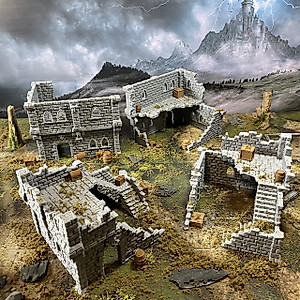 Extruded Gaming Building Ruins Set 4