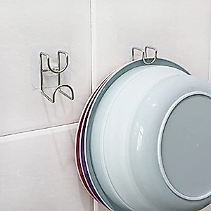 InfantLY Bright Wall Mounted Washbasin Hook Hair Dryer Holder , Heavy Duty Strong Self-Adhesive Waterproof Reusable Robe&Towel Hooks Sticky Hanger Multi-Purpose Hook Kitchen Washroom Bathroom (007)