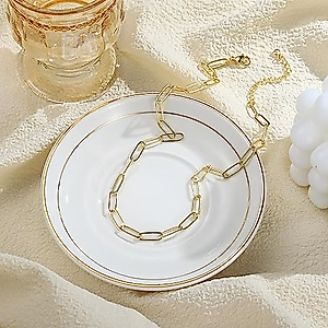 Yesteel Gold Paperclip Chain Necklaces for Women - 14K Gold Plated Paperclip Chain Necklace for Women Dainty Paper Clip Link Chain Necklaces Jewelry Gifts Necklaces for Women Trendy