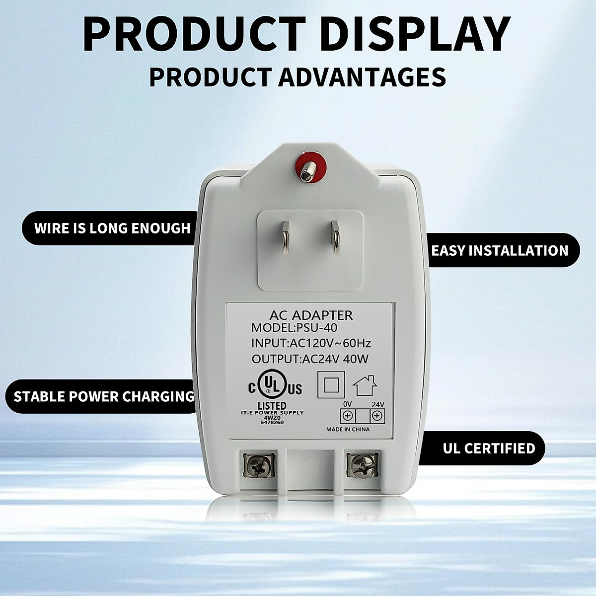 24V 40VA Plug-in Transformer,Doorbell AC Power Supply Adapter with PTC Fuse - Ring Doorbell and Thermostat, Compatible with Nest, Ecobee, Sensi, Honeywell - UL Listed (by CENTROPOWER)