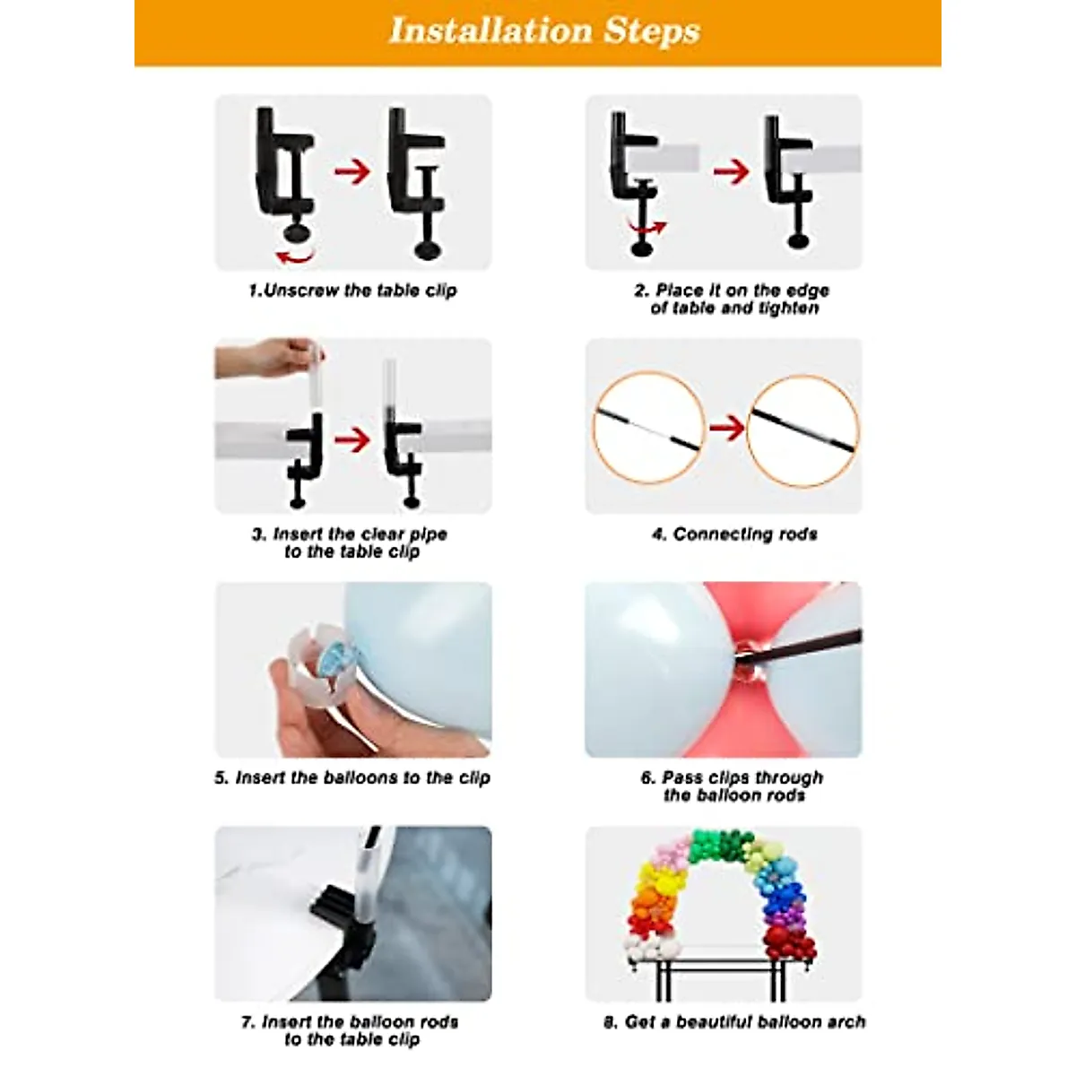 HOLICOLOR 12ft Table Balloon Arch Holder Kit, Balloon Stand Frame for Different Size Tables Balloon Garland Decorations Wedding Party Baby Shower Birthday Festival