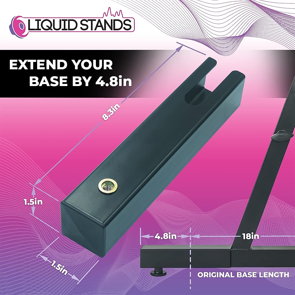Liquid Stands Piano Stand Extender for Extra Security and Durability for 2-Tier Keyboard Stand - Extender for Wider Base to Keep Keyboard Stand Stable