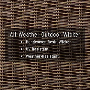 Crosley Furniture Bradenton 3-Piece Outdoor Sofa Patio Furniture Set, Wicker Conversation Sets for Porch, Brown with Sand Cushions