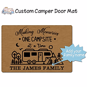 Magimagine Custom Making Memories Camping Door Mat with Family Name,Personalized Camper Doormat,Camping Signs for Campers,Rv Rugs Travel Trailer Accessories Decorations Insid Outside 30*18 Multi5