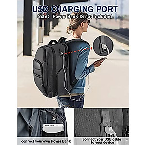 17 inch Laptop Backpack, Large 50L Business Travel Backpack with 2 Insulated Side Pockets & USB Charger, Durable Anti Theft Luggage Backpack Water Resistant Overnight Weekender Bag Gift for Men Women