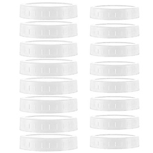 STARUBY 16Pcs Plastic 8 Regular Mouth Lids and 8 Wide Mouth Plastic Storage Caps for Mason Jars, White