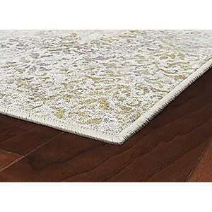 Brumlow MILLS Cordelia Antique Distressed Print Washable Indoor/Outdoor Area Rug for Living or Dining Room, Bedroom Carpet Rug and Kitchen Rugs, 30" x 46", Neutral