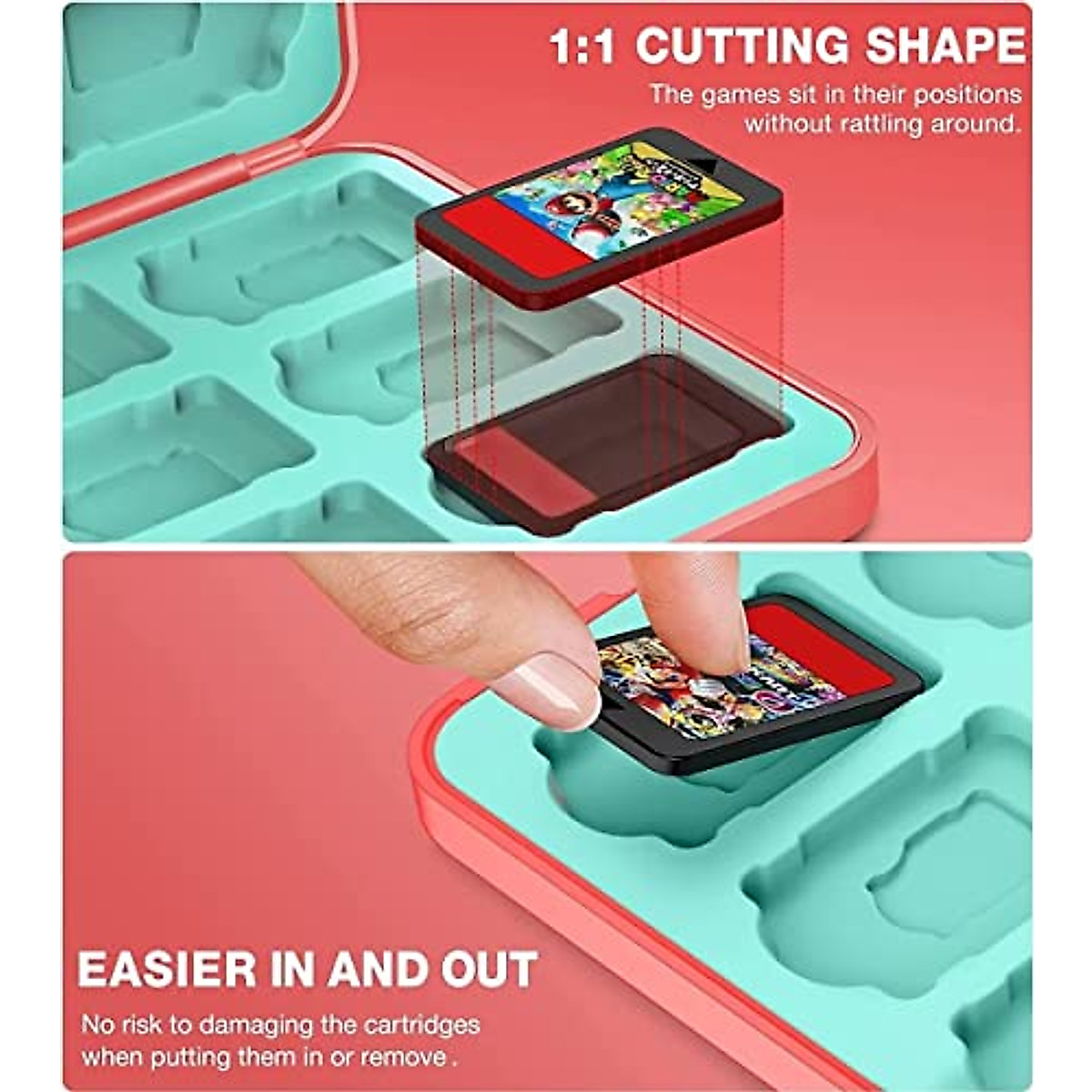 EUROA Nintendo Switch Game Holder - 12 Cartridge Storage Case, Protective Hard Shell, Soft Lining Rubber, Portable - Pink