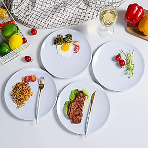 Webbylee Melamine Dinner Plates - 6pcs 10inch Dinnerware Dishes Set for Indoor and Outdoor Use, Break-resistant, White