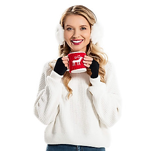 SATINIOR Half-Finger Knit Gloves for Women - Long Cuffed Mittens for Typing and Winter