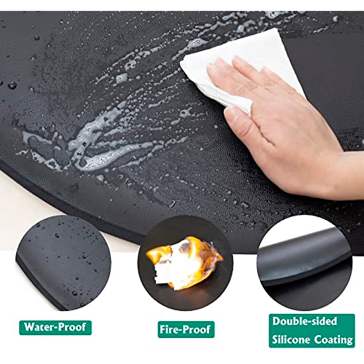 Marvonovo Grill Mats for Outdoor Grill, 60 x 48 Inches Fireproof Mat for Under Fire Pit, Double-Sided Oil-Proof Mats for Fire Pit, Glass Fibre Fire Pit Mat for Charcoal, Gas Grills, Smokers, BBQ