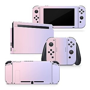 Tacky Design Duo Color Skin Compatible with Nintendo Switch Skin Wrap Cover, Pastel Pink and Purple Skin for Nintendo Switch Stickers, Premium Vinyl 3M Full Wrap Decal.