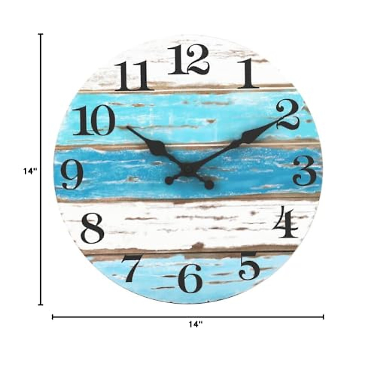 CHYLIN Nautical 14 Inch Wall Clock, Blue Ocean Theme, Silent Sweep Movement, Easy to Read, Good Gift