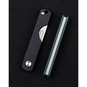 TENCHILON TG31 Compact Classic Slip Joint Scalpel Folding Pocket Knife, 10pcs #24 Replaceable Blade, 3.1 inches G10 Handle with Lanyard, Utility EDC Keychain Box Cutter (Black)