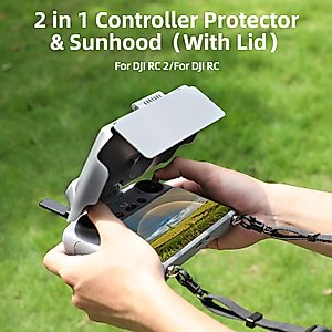 Anbee Upgrade 2-in-1 Protector Cover & Monitor Sun Hood for DJI RC 2 Remote Controller, Compatible with DJI Air 3S / Mini 4 Pro Drone (For DJI RC 2 Controller)