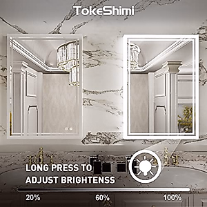 TokeShimi 20 x 28 Inch LED Lighted Bathroom Mirror Backlit Mirror with Lights Anti-Fog Dimmable Wall Mounted Makeup Mirror with with Front Lights & Backlight(Horizontal&Vertical)