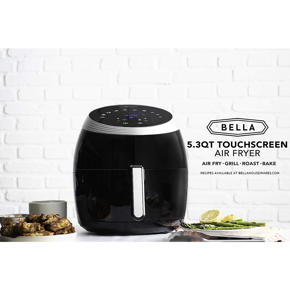 BELLA (14679) 5.3 Quart Air Convection Fryer, Black