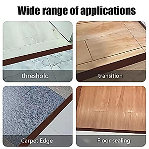 Floor Transition Strip Self Adhesive,PVC Carpet to Tile Flooring Transition Strip,Vinyl Flexible Flooring Transition Strip for Carpet Threshold Transition Strip(5mm,9.84FT,Brown)