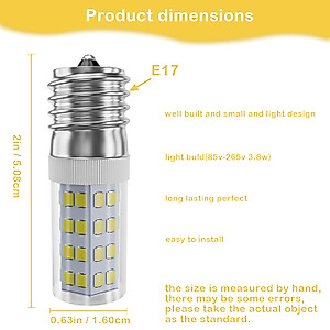 LCMLA Refrigerator LED Bulb 5304517886 KEI D28a KEL2811 Replacement for Frigidaire Kenmore Electrolux Crosley Replace 5304498578 7297114000 7241552801 5304495326 E17 3.8W 85V-265V White Light