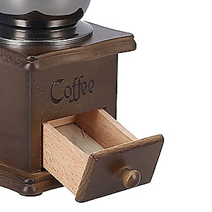 MOUMOUTEN Manual Coffee Grinder, Portable Adjustable Hand Pull Out Coffee Bean Bean Grinder Burr Mill, Retro Style Wooden Desk Decoration