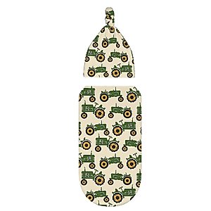 XIAOMAO Tractor Car Baby Swaddle Cocoon Sack,The Simple Swaddle with Beanie Set ,Soft Stretchy Comfortable Receiving Blanket for Infants & Newborns 0-6 Months, One Size