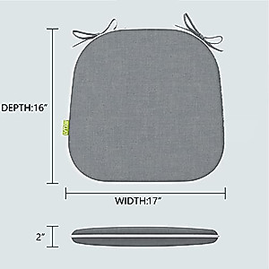 LVTXIII Patio Seat Cushions D16 x W17 Inches Outdoor Chair Pads All Weather Chair Cushions for Garden Patio Furniture Chair Home Set of 2 – Grey Textured