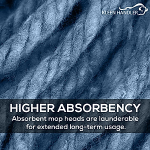 KLEEN HANDLER General Cleaning Mop Heavy Duty Commercial Replacement, Wet Industrial Blue Cotton Looped End String Head Refill (Pack of 3)