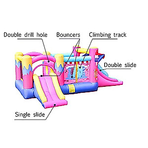 Bouncy Castles Inflatable Castle Family Children's Playground Outdoor Play Equipment Small Trampoline Slide Combination Inflatables & Bouncy Castles, 520X275X205cm