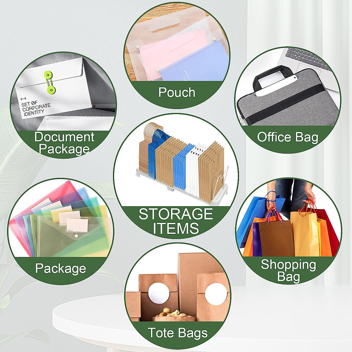 Sibosen Reusable Shopping Bag Organizer, Adjustable Shelf Dividers, Great for Storing Folded Cloth and Paper Grocery, Food Storage, Lunch, Shopping and Gift Bags