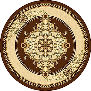 PlanetRugs Glamour Design 206 3D Hand Carved Traditional Rug Oriental Floral 7'9''x10'8'' Brown Chocolate