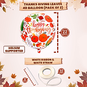 KatchOn, Thanksgiving Turkey Balloons - Large 22 Inch, Pack of 6 | Big Orange Mylar Balloons - 22 Inch, Pack of 6 | Happy Thanksgiving Balloons - Large 27 Inch, Pack of 6 | Thanksgiving Foil Balloons