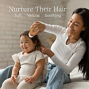 Natemia Wooden Baby Hair Brush & Comb Set for Newborns - Soft Bristle, Toddler Cradle Cap Brush - Toddler Comb