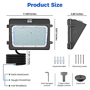 LED Wall Pack Lights 80W Dusk-to-Dawn Photocell 11680LM 110V Outdoor Wall Mount Lamp 800W Equivalent 5000K Daylight Commercial Security Lighting IP65 Waterproof Area Floodlights for Garage Warehouses