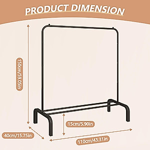 JIUYOTREE Metal Clothing Rack, 43.3 Inches Clothes Garment Coat Rack with Bottom Shelf, Clothing Rack for Hanging Clothes, Coats, Skirts, Shirts, Sweaters, Black