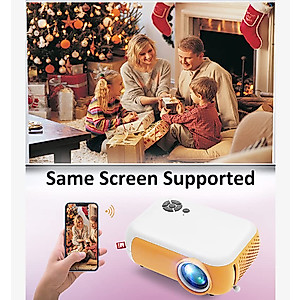 Portable Mini Video Projector, 1800 Lumens A10 Pro Home Theater Phone Mirroring Projectors, Portable Movie Display Projector with Built-in Speaker Mobile Phone Projector (Yello)