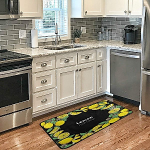 Lemon Kitchen Rugs Tropical Fruit Vintage Bath Runner Rug Non Slip Area Mat Kitchen Mats for Bathroom Kitchen Home Decor, 24 x 16 Inch