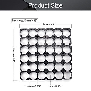 Bettomshin 10Pcs 6x6 Cell Spacer 18650 Lithium Battery Plastic Holder Bracket for DIY Battery Pack 18.5mm Hole Dia
