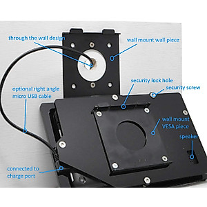 TABcare Anti-Theft Acrylic VESA Enclosure for Galaxy TAB A7 Lite 8.7" SM-T220 Tablet with Free Wall Mount Kit & 90-Degree Angle USB C Cable (TAB A7 Lite, Black)