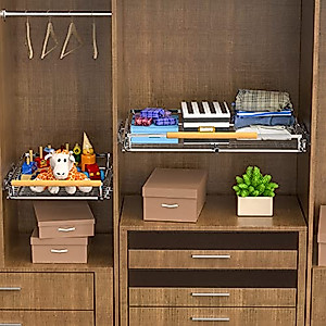 2Pack Improve Pull Out Cabinet Organizer, 16.3~26.3"W x 17"D Heavy Duty Slide Out Cabinet Drawers, Expandable Width Under Sink Organizers and Storage for Kitchen Cabinets,Bathroom, Bedroom (2 Pack)