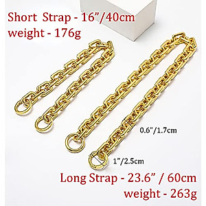 TOURDREAM Gold Heavy Chunky Bag Chain Metal Purse Handle Handbag Shoulder Strap Replacement Dumpling Cloud Pouch Chain (15.7 Inches, K-Gold)