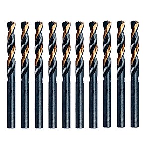 MAXTOOL 9/64" 10pcs Identical Screw Machine Drills HSS M2 Twist Stub Drill Bits Black-Bronze Fully Ground Straight Shank Short Drills; SMF02H10R09P10