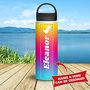 winorax Personalized Water Bottles For Kids Animal Design Sports Bottle 12oz 18oz 32oz Insulated Stainless Steel Birthday Christmas Back To School Gift for Boys Girls Kid Animal Lovers