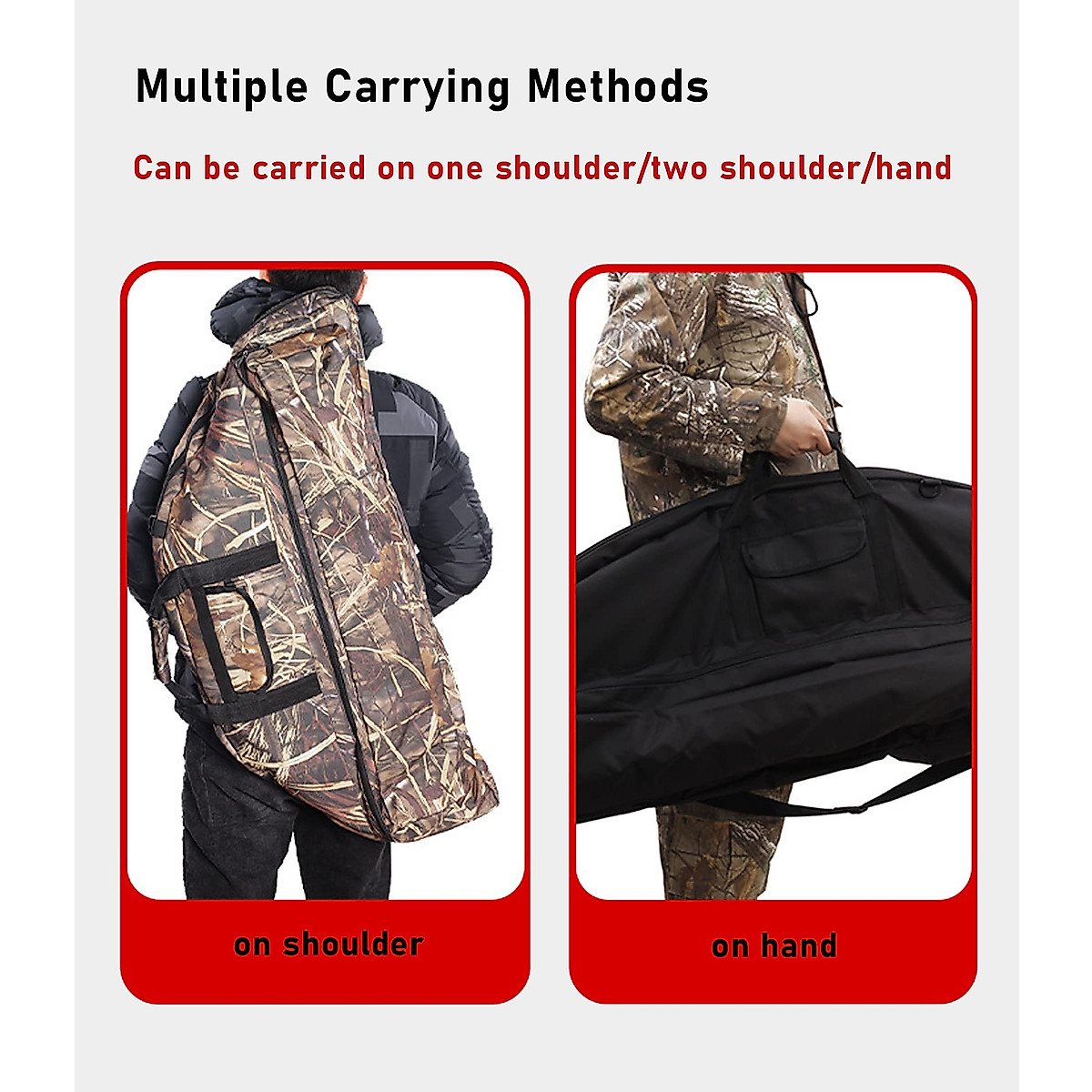 SOPOGER Archery Compound Bow Case Holder Soft Carry Bow Bag Case with Arrows Quiver Pocket for Hunting Target Practice (Black, 45.3 inch)