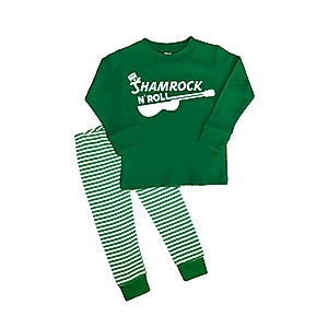 PandoraTees Toddler St. Patrick's Day Outfit - Shamrock N Roll (4, Kelly Green)