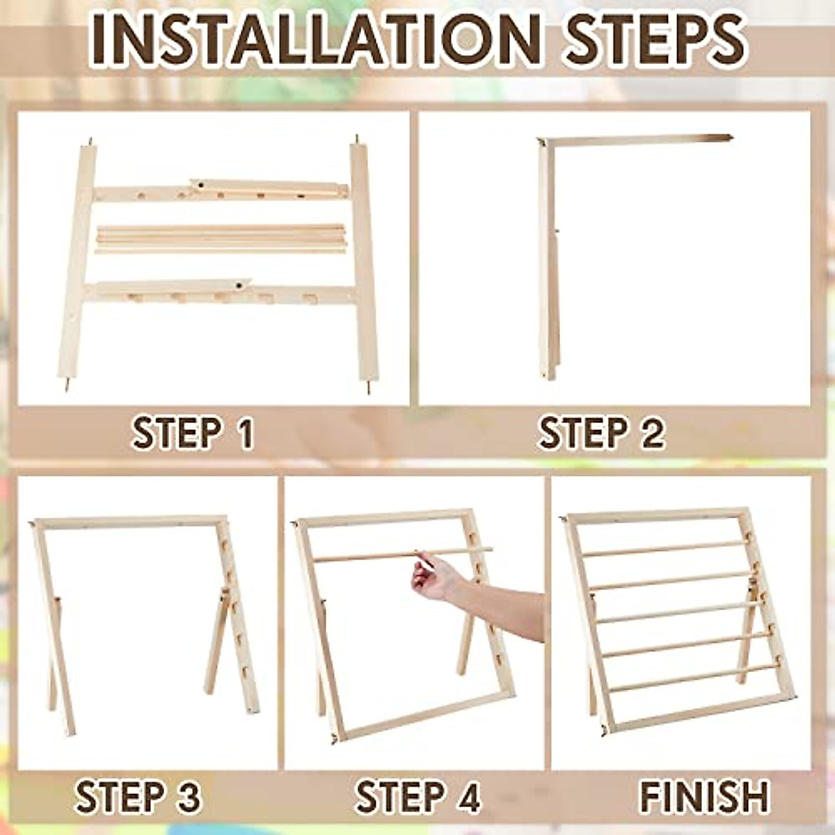 Juexica Wood Ribbon Organizer Storage Ribbon Rack Holder Organizer for Christmas Gift Wrapping Paper, Cellophane, Vinyl Rolls, Arts & Crafts Items