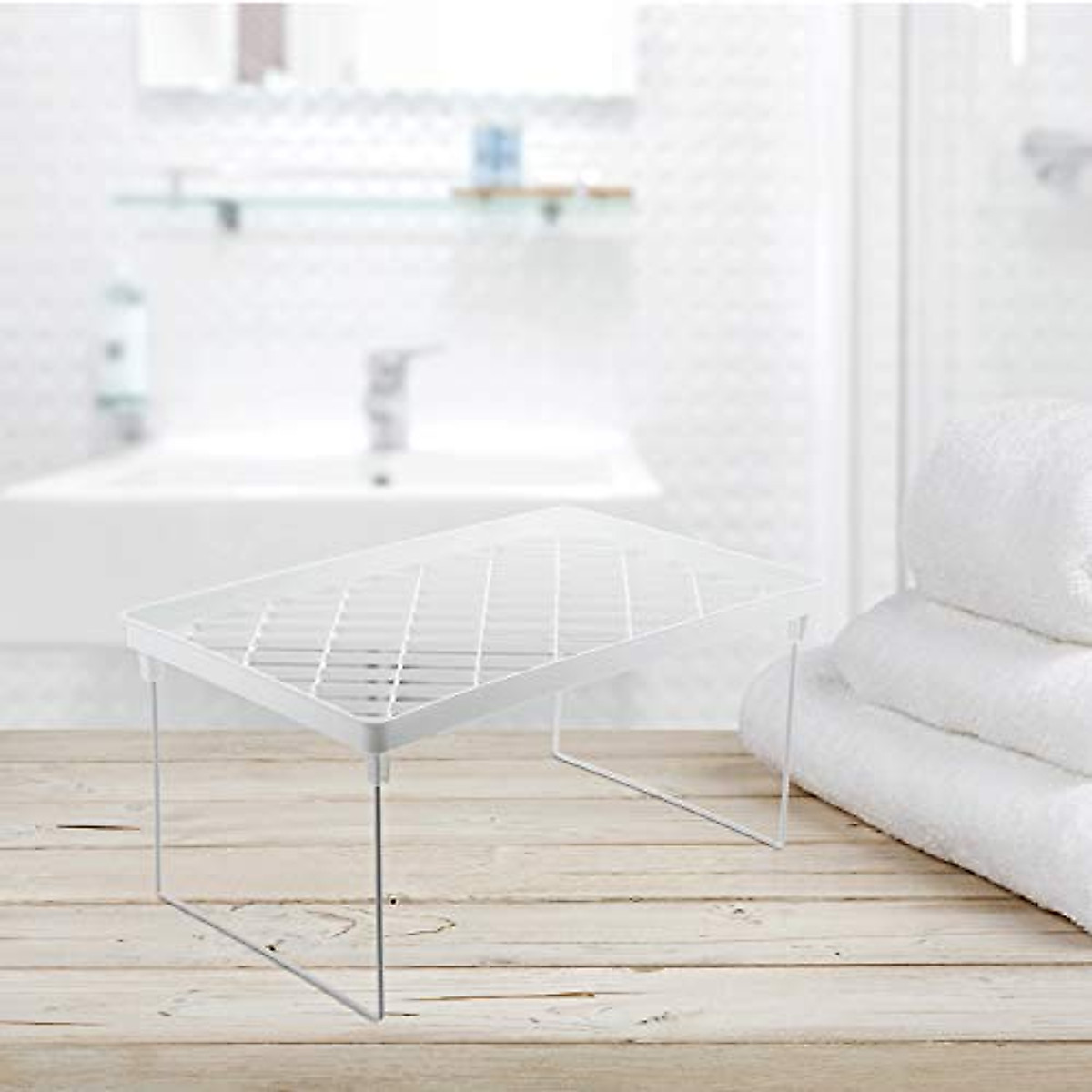 DOITOOL Foldable Cabinet Storage Rack Cosmetic Makeup Shelf Bathroom Countertop Organizer Kitchen Counter Storage Shelves Office Desktop Stationery Rack