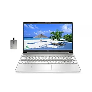 HP 2022 15.6" HD BrightView Laptop, Intel Pentium Silver N5030 Processor, 8GB RAM, 256GB PCIe SSD, Intel HD Graphics 605, 720p HD Webcam, Stereo Speakers, Silver, Windows 11, 32GB USB Card