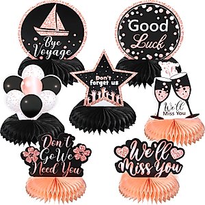 7 Pcs Going Away Party Decorations We Will Miss You Honeycomb Decoration 3D Farewell Table Centerpieces for Party Sign for Goodbye Bye Retirement Adventure Graduation Party Table Decor Supplies