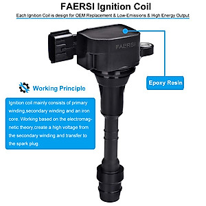 Ignition Coil Pack of 6 Replacement for V6 3.5L 4.0L - Nissan Altima Frontier Maxima Murano NV1500 NV2500 Pathfinder Quest Xterra, Infiniti I35 QX4, Suzuki Equator, Replace# UF349, C1406, UF-349